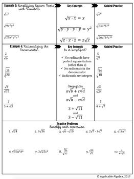 Simplifying Radicals Square Roots Guided Notes And Practice TpT