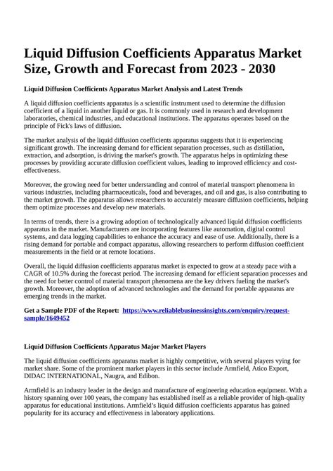 Reportprime Liquid Diffusion Coefficients Apparatus Market Size