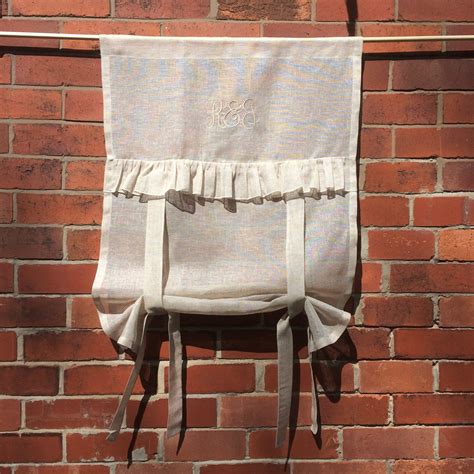 Sheer Linen Tie Up Window Curtain Personalised Ruffle Natural Etsy