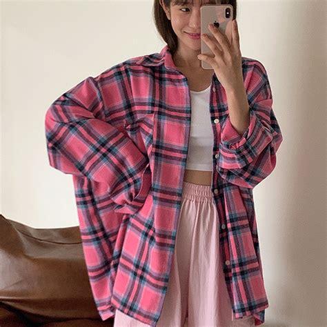 도톰 키치 체크 박시핏 남방 Nb 남녀공용남방 오버핏남방 빅사이즈남방 에이블리