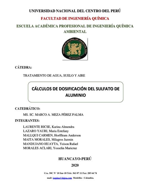 Dosificación De Sulfato De Aluminio Pdf Óxido De Aluminio Aluminio