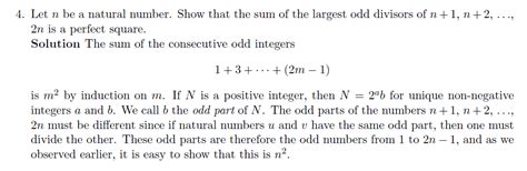 Show That The Sum Of The Largest Odd Divisors Of N1 N2 Ldots 2n