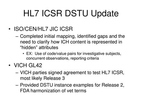 Ppt Hl7 Icsr Dstu Update Powerpoint Presentation Free Download Id 707168