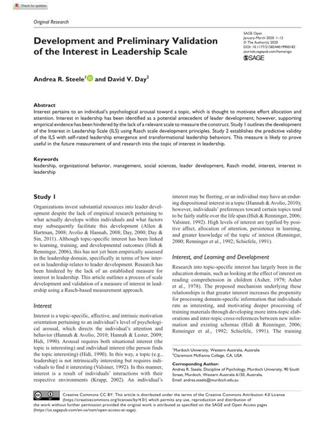 Pdf Development And Preliminary Validation Of The Interest In Leadership Scale