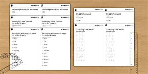 Simplifying Algebraic Expressions Pack 2 Beyond Worksheets Library