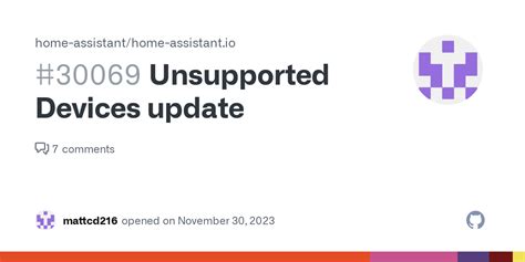 Unsupported Devices Update · Issue 30069 · Home Assistanthome