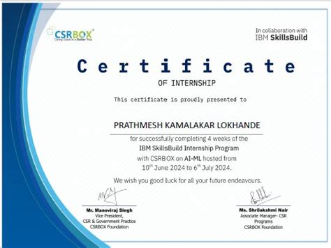 Prathmesh Lokhande On Linkedin Ibm Ai Machinelearning Internshipexperience Cloudcomputing