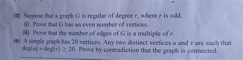 Solved D Suppose That A Graph G Is Regular Of Degree R Chegg