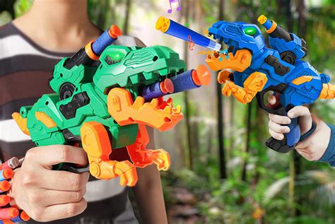 4pc dino target blaster game with lights and sound offer livingsocial