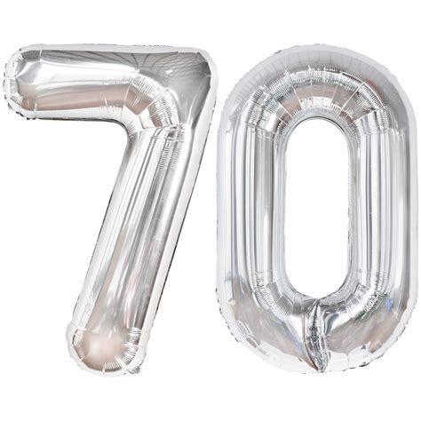 Katchon Giant 70 Balloon Numbers Silver 40 Inch 70th Birthday