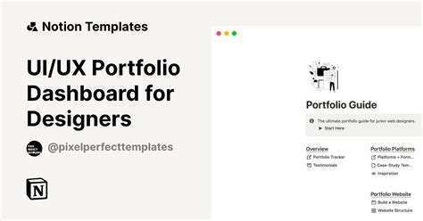 Ui Ux Portfolio Dashboard For Designers Template By Pixel Perfect Templates Notion Marketplace