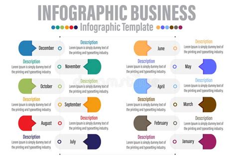 12 Steps Modern Timeline Diagram Calendar With Months Rectangle Title Workflow And Circles