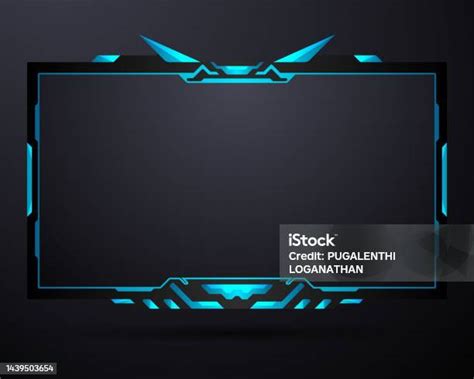 Abstract Neon Blue And Black Live Stream Overlay Futuristic Interface Video Border Frame For