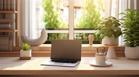 매혹적인 3d 렌더링 노트북 화면 정리된 서류 고요한 창 배경을 갖춘 현대적인 작업 공간 작업 3d 배경 컴퓨터 작업 배경 현대적 배경 이미지 Hd 작업 3d