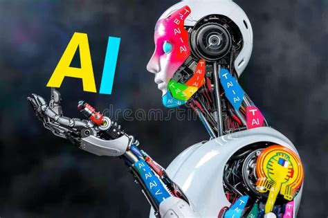 Futuristic Robot With Ai Elements Representing Advanced Artificial Intelligence Cognitive