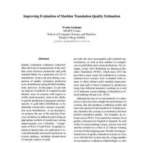 Improving Evaluation Of Machine Translation Quality Estimation Acl Anthology