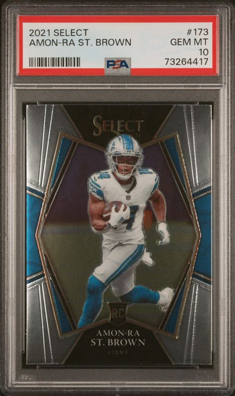 Graded 2021 Panini Select Amon Ra St Brown 173 Rookie Rc Football
