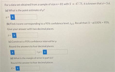 Solved For A Data Set Obtained From A Sample Of Size N Chegg