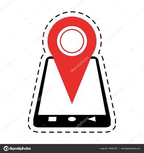 Smartphone Location Pin Map Gps Cut Line Stock Vector By Jemastock