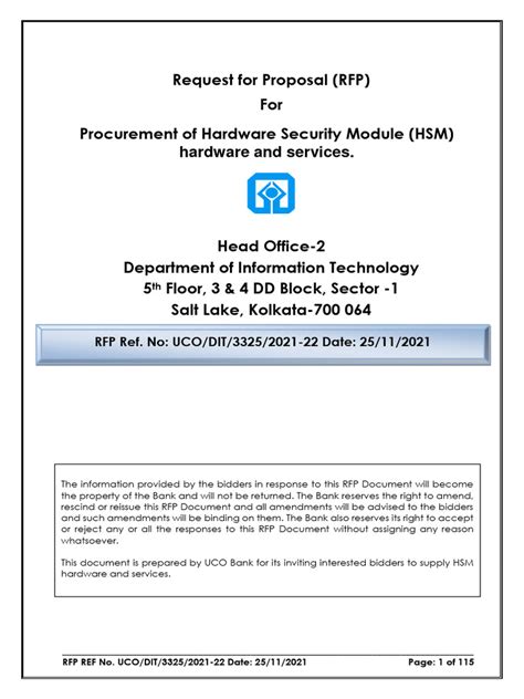 Tender Procurement Of Hardware Security Module Hsm 32ca93e376 Pdf Request For Proposal