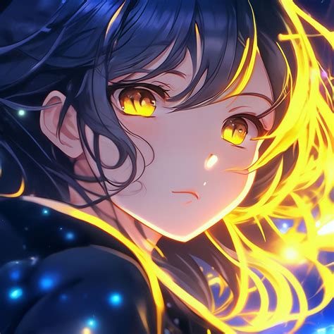 Anime Girl With Long Black Hair And Yellow Eyes