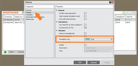 Setting A Simulation Color Ninjatrader Desktop