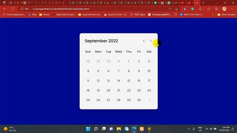 How To Make Simple Calendar Using Html And Javascript Youtube