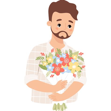 Cute Man With Bouquet Of Flowers 41504222 Png