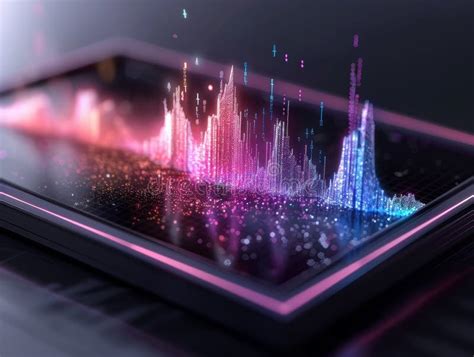 Abstract Digital Data Visualization On A Glowing Tablet Screen Stock Illustration Illustration