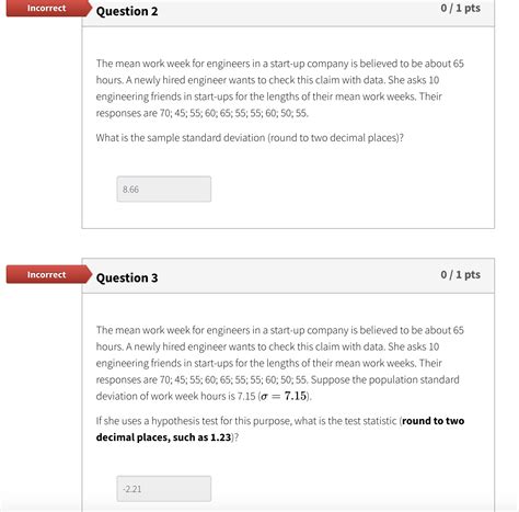 Solved The Mean Work Week For Engineers In A Start Up