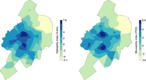 Raster Values Of The Walkability Index Including Four Dimensions Left