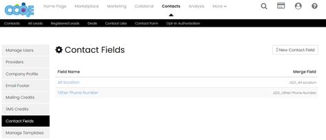 Contact Fields ZiftONE