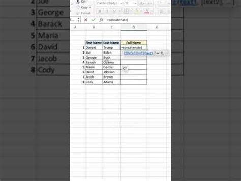 How To Combine Cells In Excel Part With CONCATENATE Excel In Excel First Names Cell