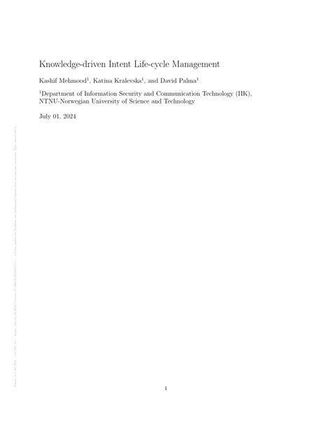pdf knowledge driven intent life cycle management