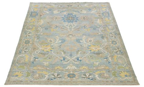 13 X 15 Light Blue Contemporary Sultanabad Floral Wool Rug By Apadana