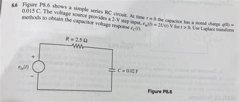 solved 8 6 figure p8 6 shows a simple series rc circuit at