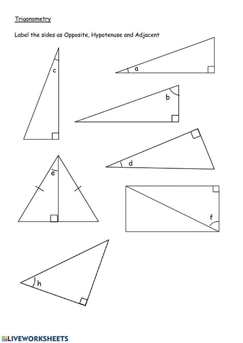 Label Sides In Right Angle Triangles Worksheet Live Worksheets