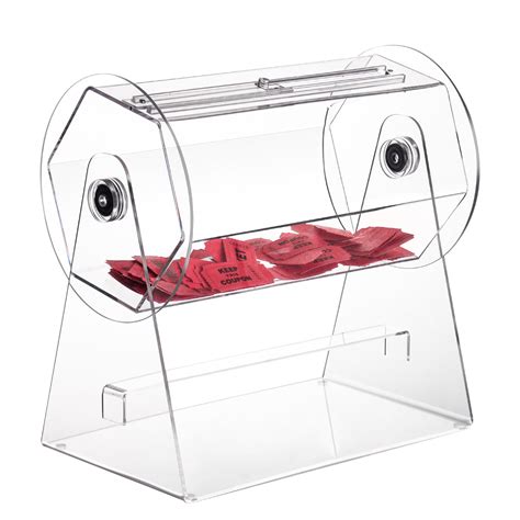 Uzant Acrylic Raffle Drum Transparent Raffle Ticket Spinner Box Clear Ticket Box For Bingo
