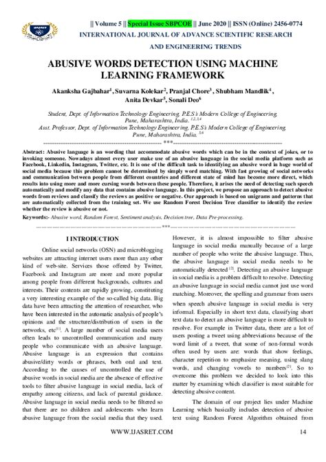 pdf abusive words detection using machine learning framework