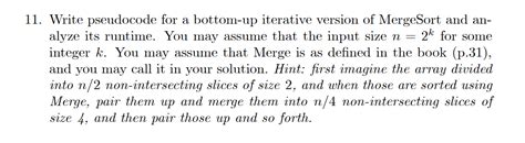 Solved 11 Write Pseudocode For A Bottom Up Iterative Chegg