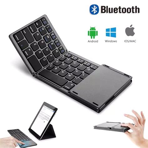 Jual Keyboard Lipat Wireless Bluetooth Touchpad Portable Keypad Folding Rechargeable Ios Android