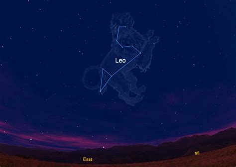 Springtime Sickle Star Pattern Visible In The Night Sky Space