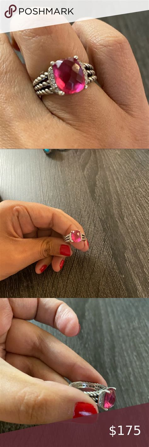 Authentic David Yurman Petite Wheaton Ring Pink Tourmaline Petite