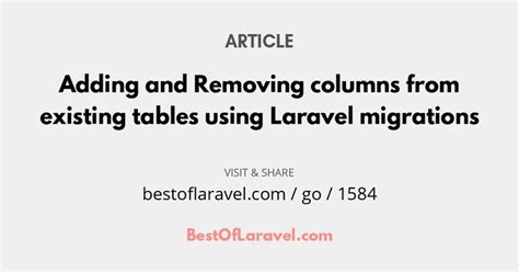 Adding And Removing Columns With Laravel Migrations