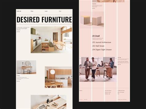furniture web layout 4 column grid web layout grid layout website website design