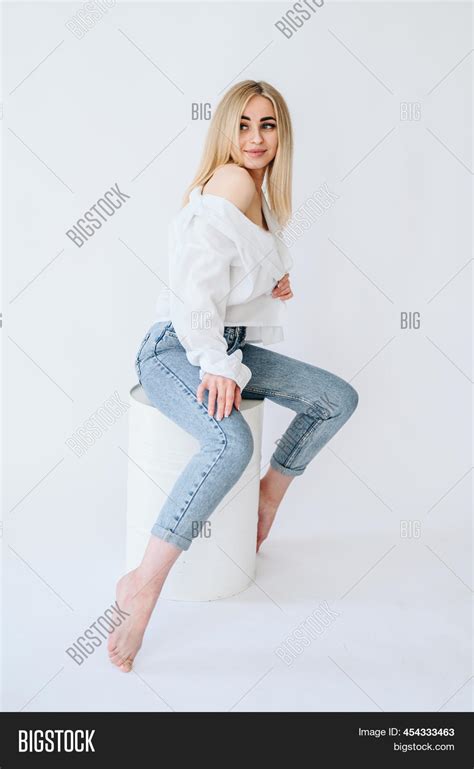 Girl Jeans White Shirt Image And Photo Free Trial Bigstock
