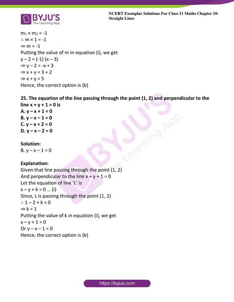 Ncert Exemplar Solutions For Class 11 Maths Chapter 10 Straight Lines