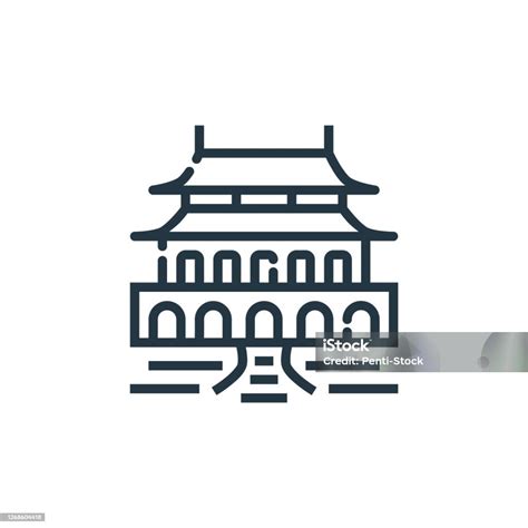 Vetores De Ícone Vetorial Da Cidade Proibido Isolado Em Fundo Branco Contorno Linha Fina Ícone