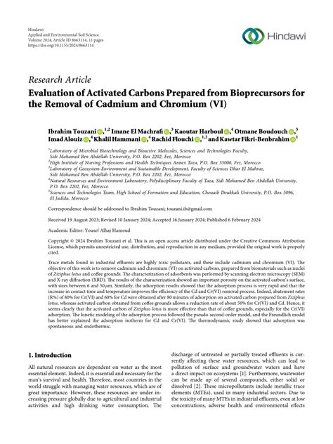Pdf Evaluation Of Activated Carbons Prepared From Bioprecursors For The Removal Of Cadmium And