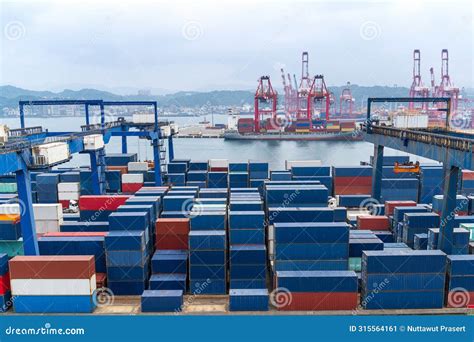 Port Container Cranes Loading With Multi Colored Containers For Worldwide Shipping By Sea